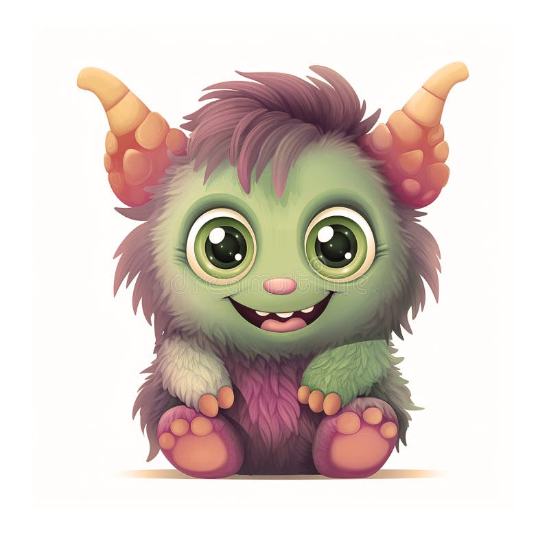 Cute Happy Funny Baby Monsters AI Generated Creatures Artwork Stock ...