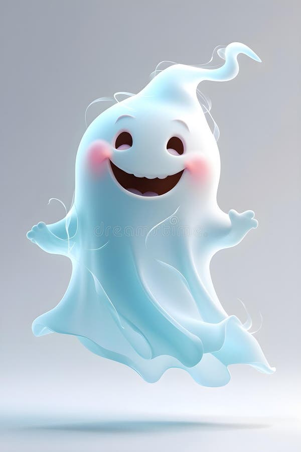 Cute Happy Ghost stock illustration. Illustration of rendering - 366206950