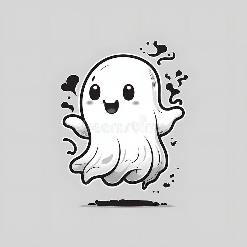 A Cute Happy Ghost Generated by Ai Stock Illustration - Illustration of ...