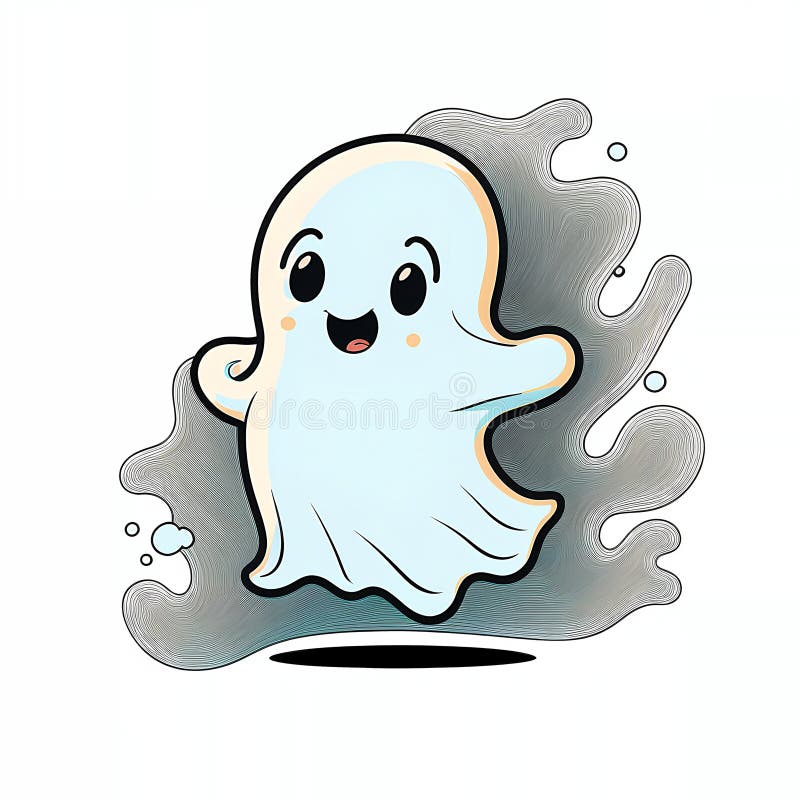 A Cute Happy Ghost Generated by Ai Stock Illustration - Illustration of ...