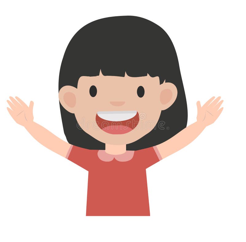 Cute Happy Girl Cartoon Vector Stock Vector - Illustration of love ...