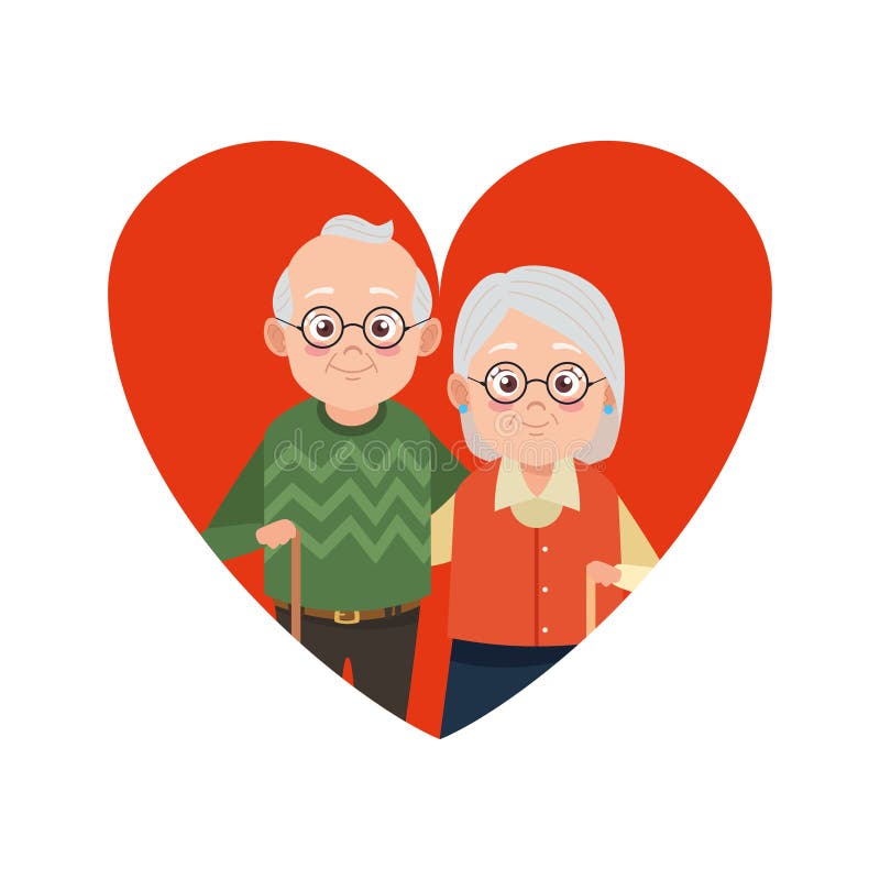 Cute Happy Grandparents Couple in Heart Avatars Characters Stock Vector ... Cute Happy Grandparents Couple in Heart Avatars Characters Stock Vector ...