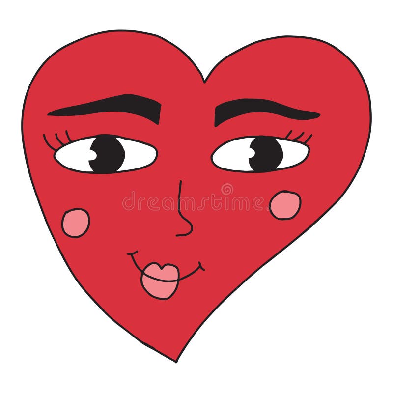 Cute Happy Groovy Heart Shape Isolated on White Background Stock Vector ...