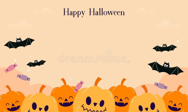 Cute Happy Halloween Copy Space Banner Background Stock Vector ...