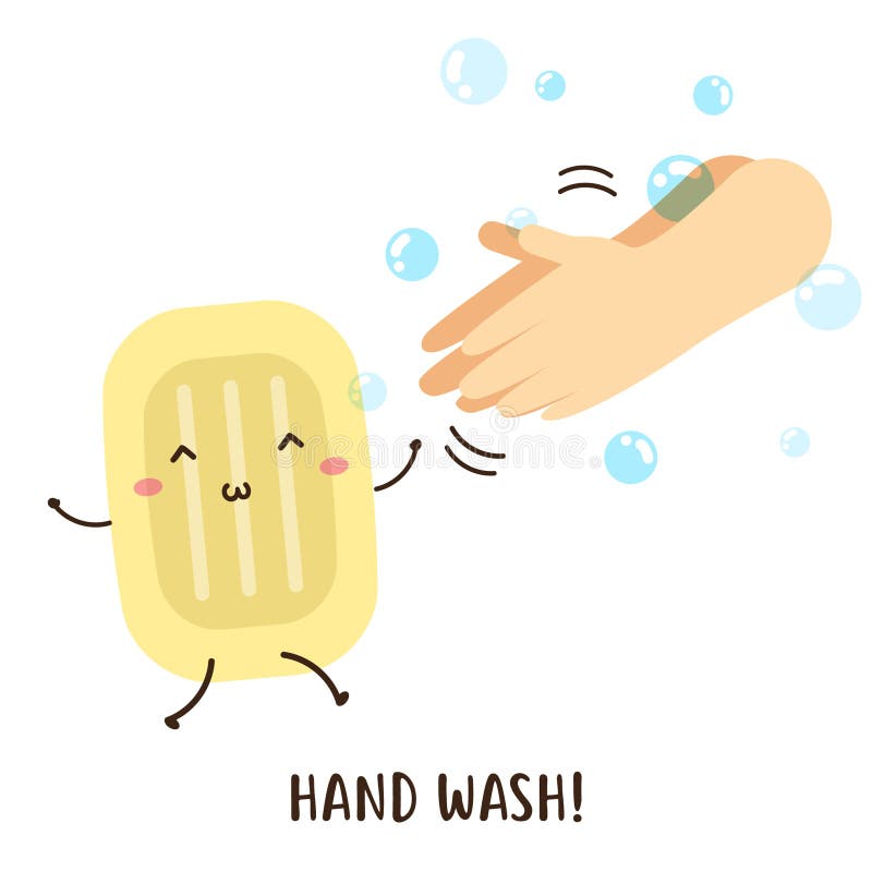 Cute Happy Hand Wash with Soap Vector Design Stock Illustration ...