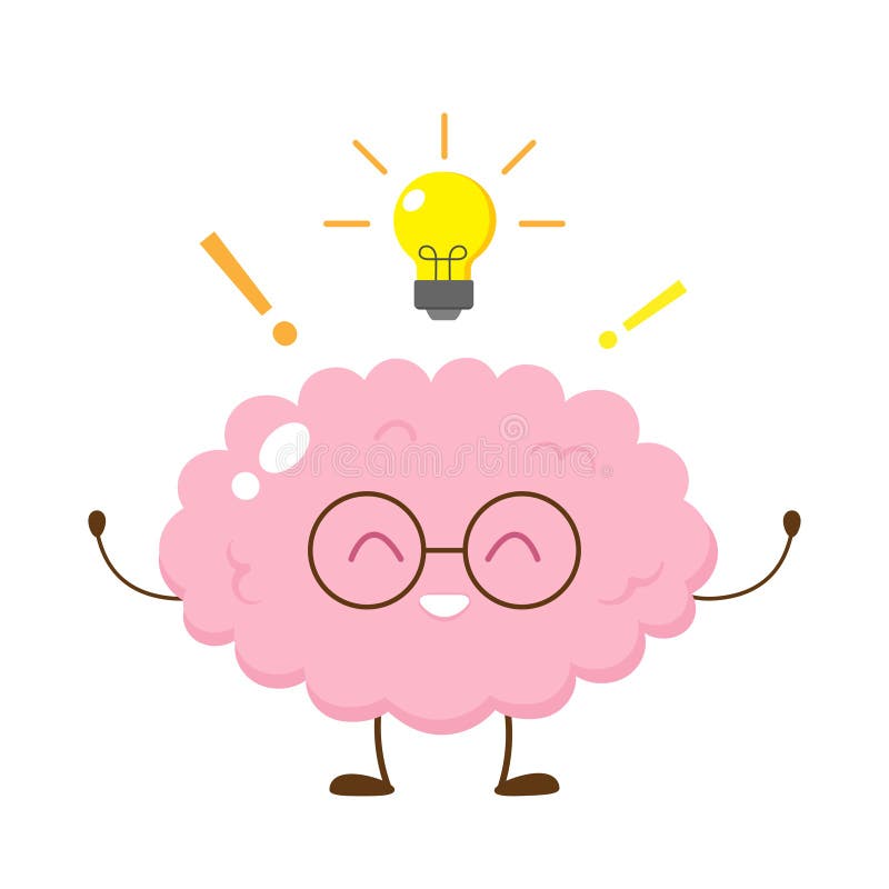 Cute Happy Human Brain in Glasses with Lightbulb Stock Vector ... Cute Happy Human Brain in Glasses with Lightbulb Stock Vector ...