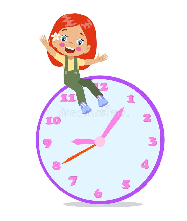 Cute Happy Kid Holding Clock Stock Vector - Illustration of school ...