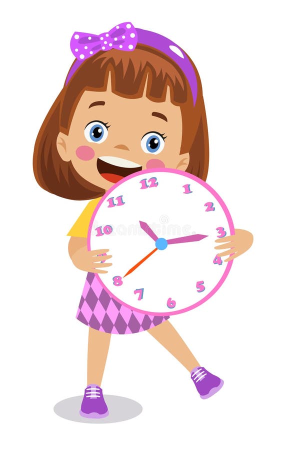 Cute Happy Kid Holding Clock Stock Vector - Illustration of nation ...