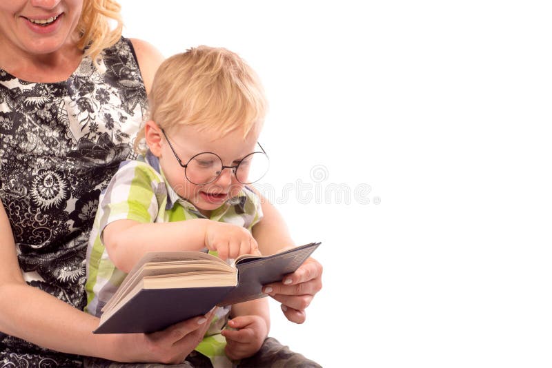 Cute Happy Kid Reading a Book Stock Photo - Image of looking, cute ...