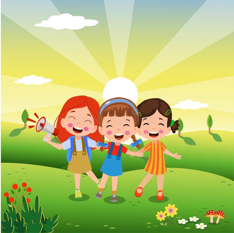 Cute Happy Kids Spinning Hoop Stock Vector - Illustration of little ...