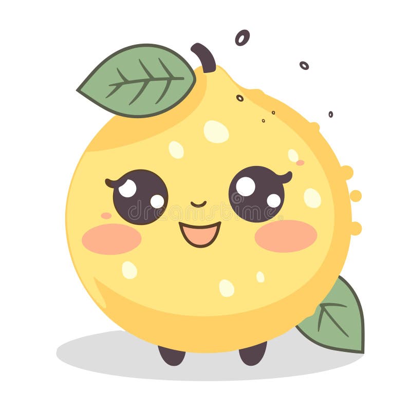 Cute Happy Lemon Character. Funny Fruit Emoticon in Flat Style Stock ...