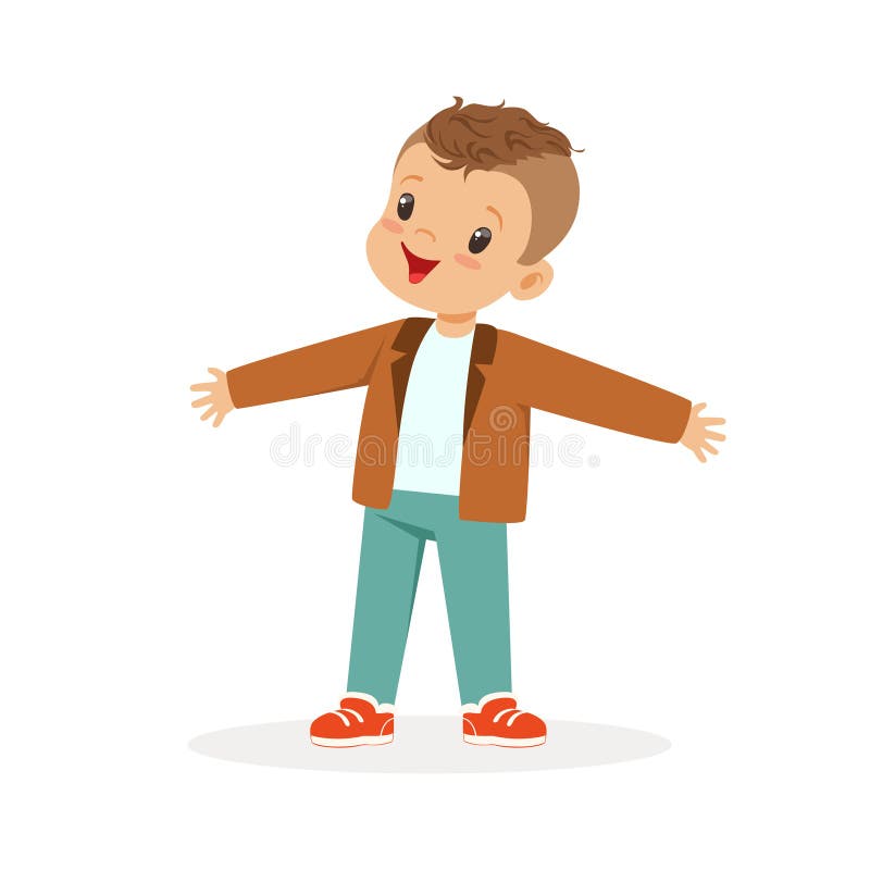Cute Happy Little Boy Cartoon Vector Illustration Stock Vector ...