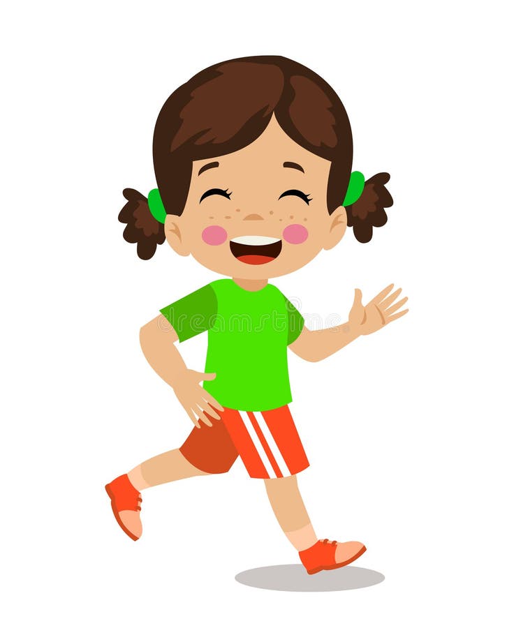 Cute Happy Little Boy Jogging Stock Illustration - Illustration of ...