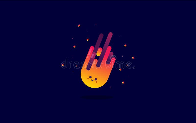 Cute Happy Little Fire Shining in Space Stock Illustration ...