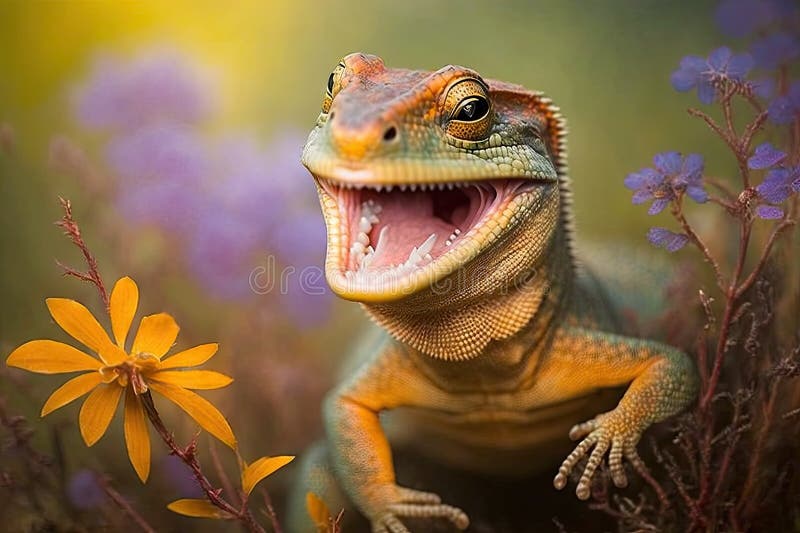 A cute happy lizard stock illustration. Illustration of fantasy - 275921089