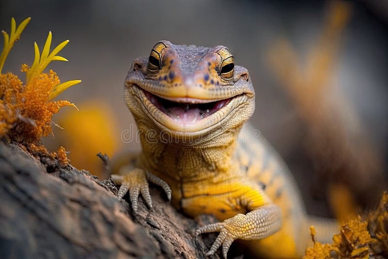 A cute happy lizard stock illustration. Illustration of smile - 276740677