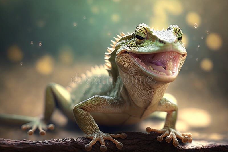 A cute happy lizard stock illustration. Illustration of floral - 276856827