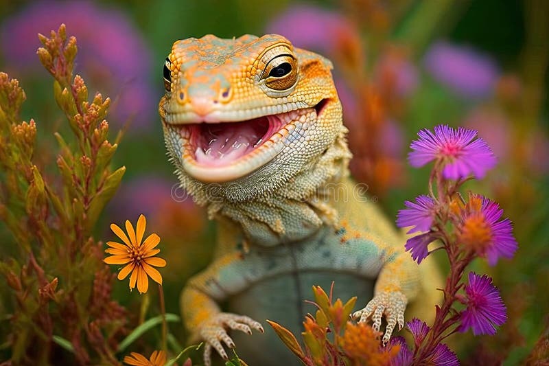 A cute happy lizard stock illustration. Illustration of smile - 279055883