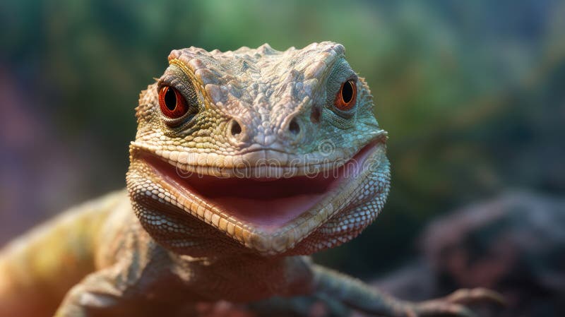A Cute Happy Lizard. Generative AI Stock Illustration - Illustration of ...