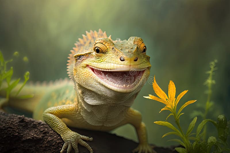 A cute happy lizard stock illustration. Illustration of closeup - 278841052