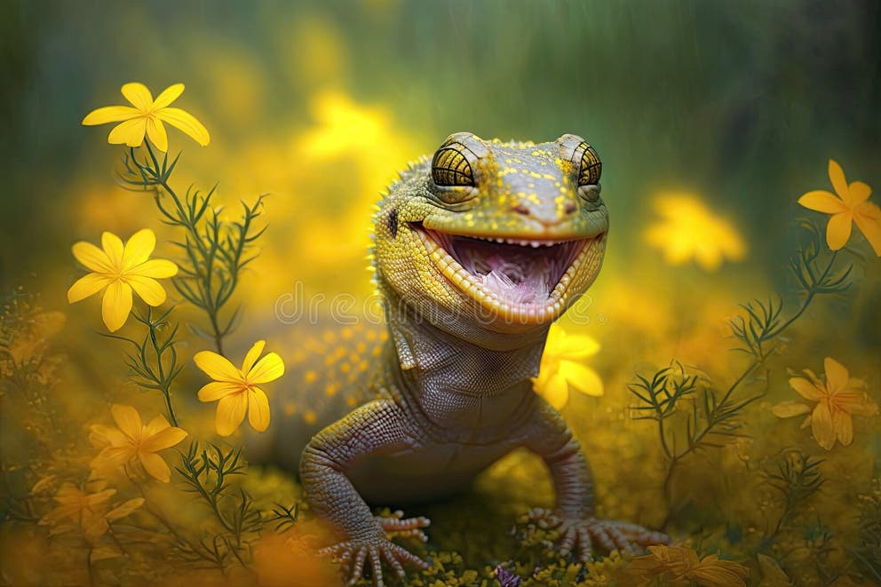 A cute happy lizard stock illustration. Illustration of smile - 279638225