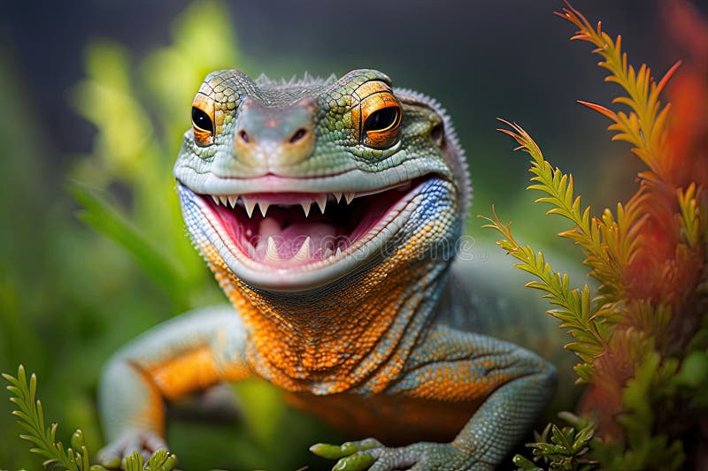 A cute happy lizard stock illustration. Illustration of sweet - 279778515