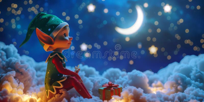 Cute and Happy Looking Christmas Elf Winter Banner Stock Photo - Image ...