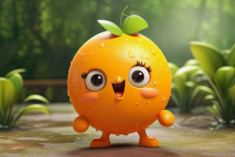 Cute Happy Orange Fruit Character, Generative Ai Illustration Stock ...