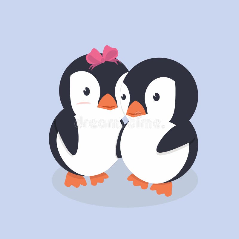 Cute Happy Penguins Couple Hug Stock Vector - Illustration of graphic ...