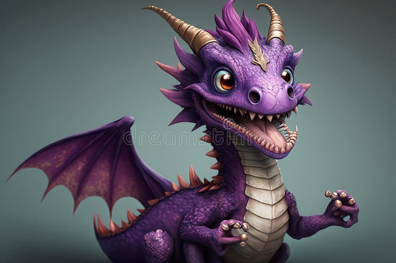 Cute happy purple dragon stock illustration. Illustration of temple ...