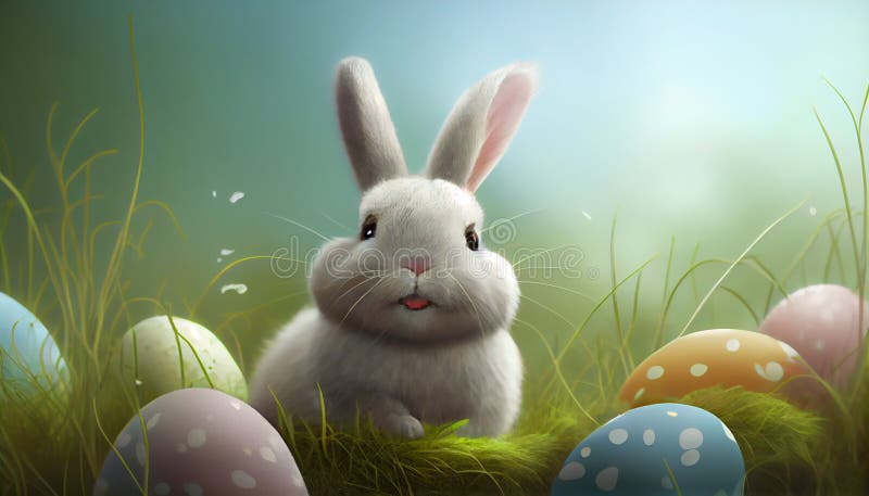 Cute Happy Rabbit. Generate Ai. Stock Illustration - Illustration of ...