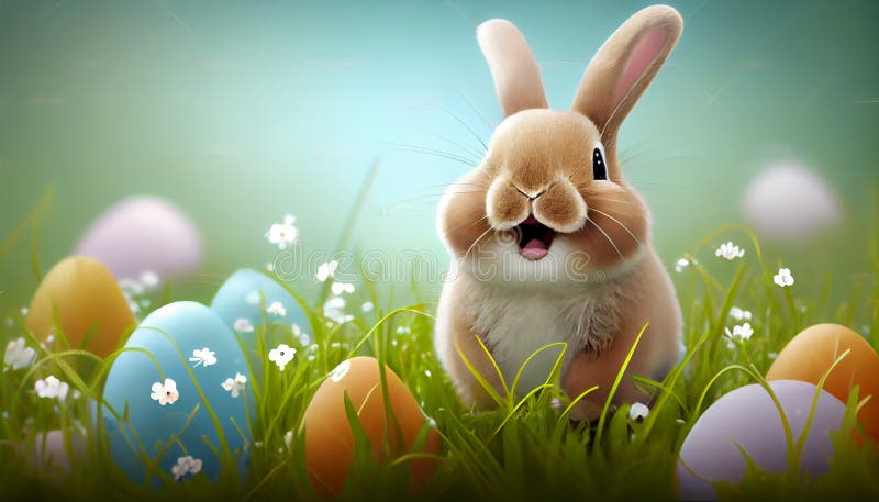 Cute Happy Rabbit. Generate Ai. Stock Illustration - Illustration of ...