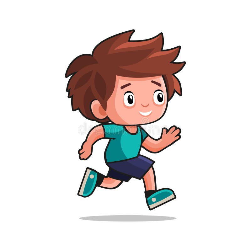 Cute Happy Running Boy on White Background. Cartoon Style Stock Vector ...