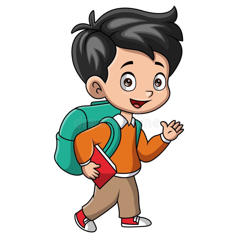 Cute Happy School Boy Cartoon Stock Vector - Illustration of ...