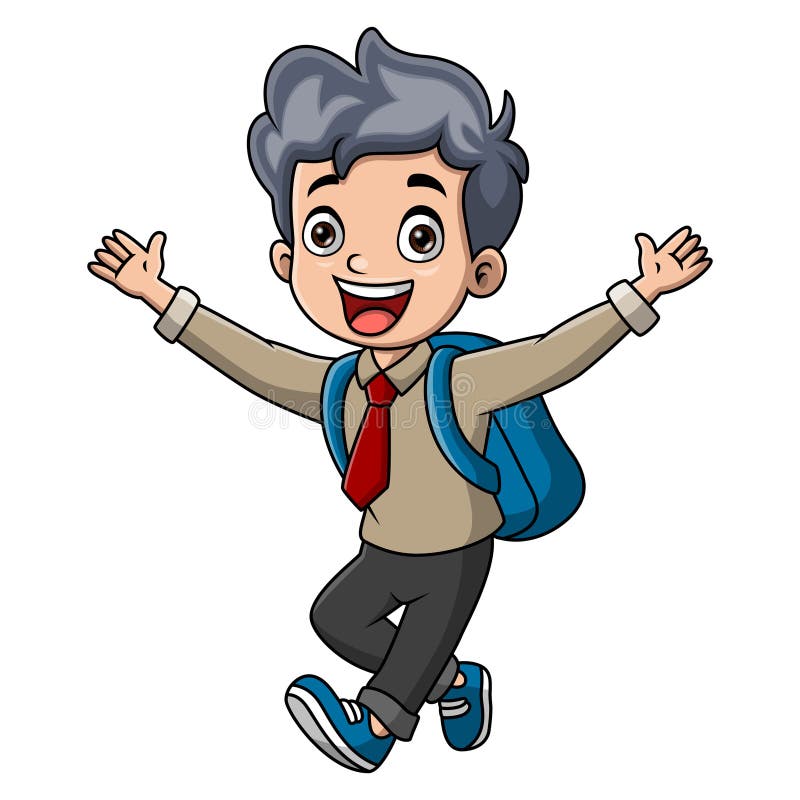 Cute Happy School Boy Cartoon Stock Vector - Illustration of character ...