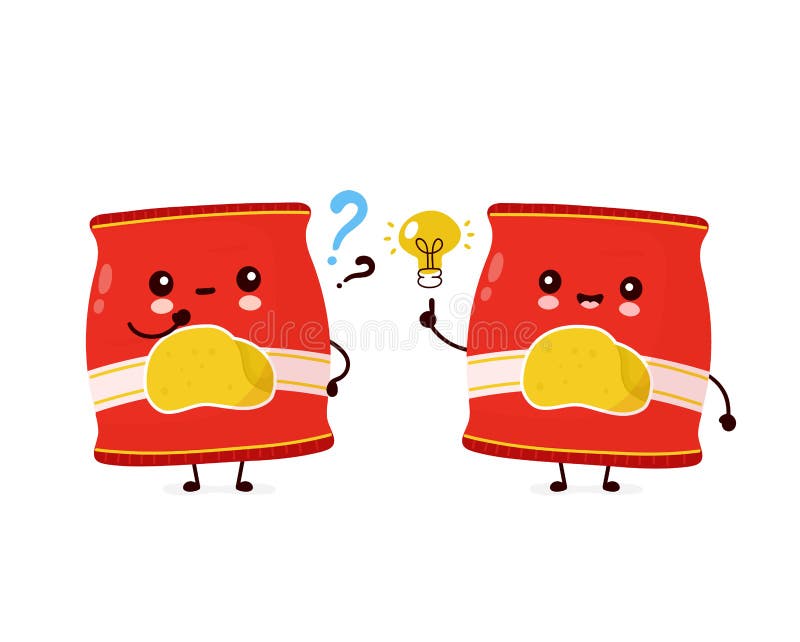 Cute Happy Smiling Chips Pack with Question Mark Stock Vector ...