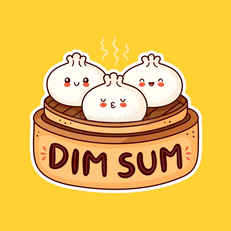 Cute Cartoon Dim Sum With Smiling Faces Stock Vector Illustration Of Flat Design 131531316