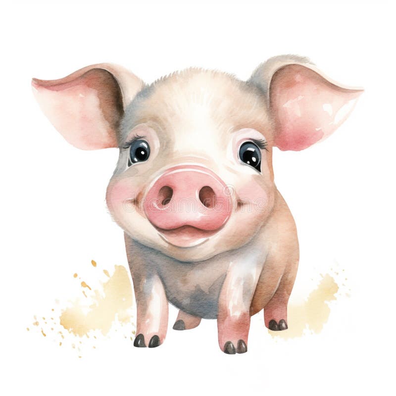 Cute happy smiling pig stock illustration. Illustration of color ...