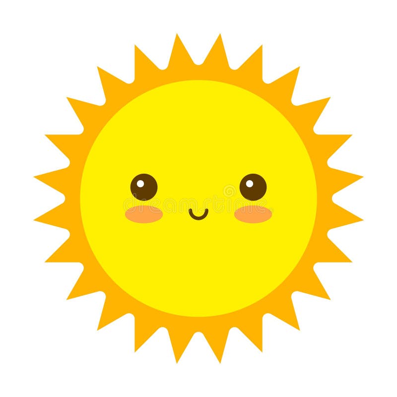 Cute Happy Sun with Smiling Face on the White Background. Isolated ...
