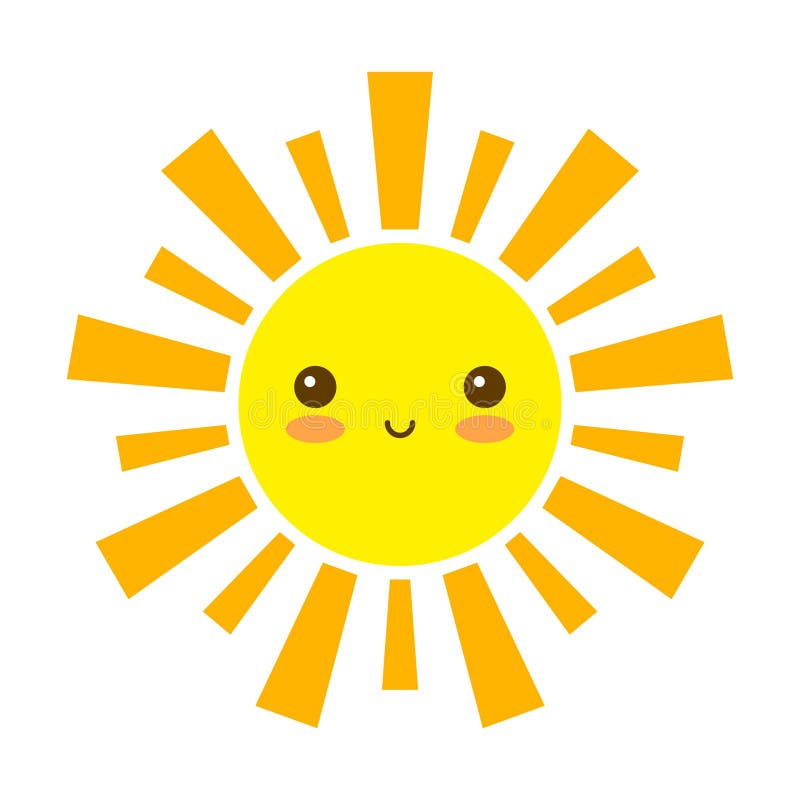 Cute Happy Sun with Smiling Face on White Background. Isolated ...