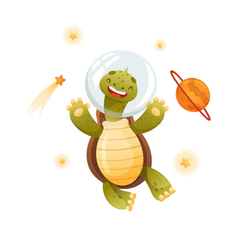 Smiling Turtle Relaxing Underwater. Green Reptile with Brown Shell ...