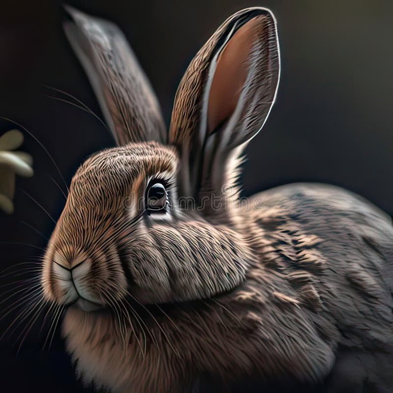 Cute Hare, Rabbit in Realistic Style, Illustration Created by ...