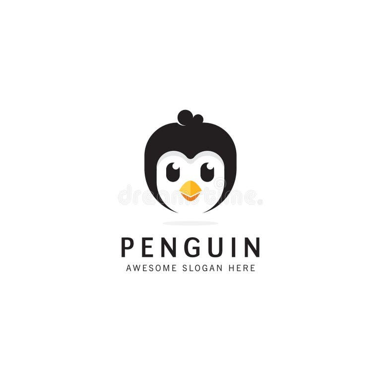 Cute Head Penguin Logo Design, Simple Penguin Logo Vector Template ...