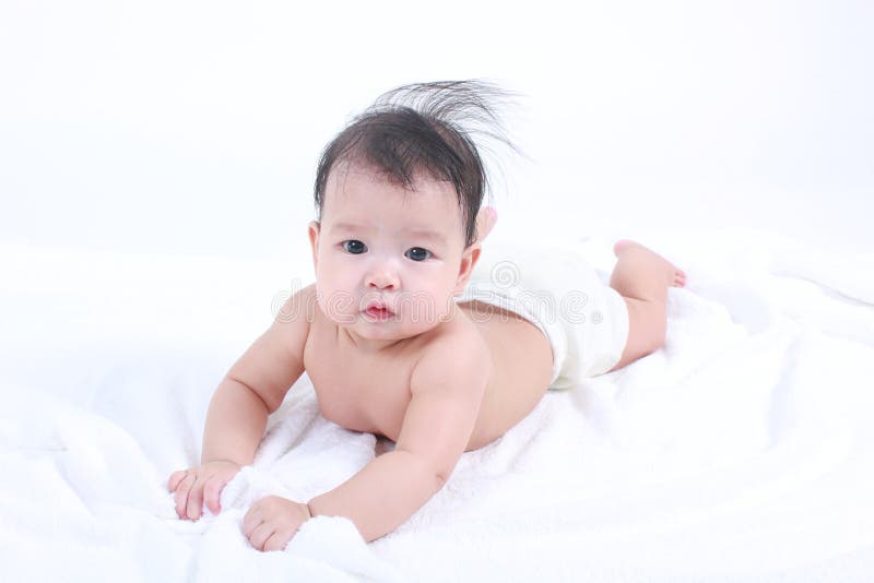 Cute and Healthy Asian Baby Stock Photo - Image of childcare, funny ...