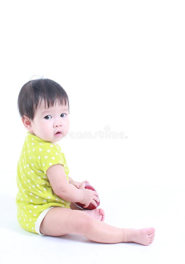 Cute and Healthy Baby with White Background. Stock Image - Image of ...
