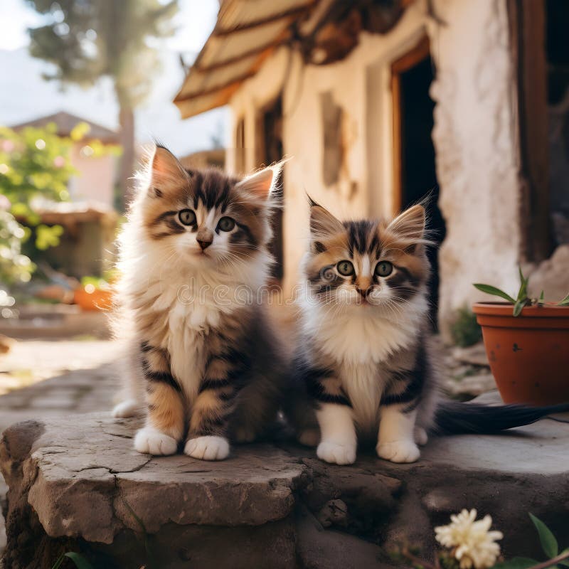 Cute and Healthy Kittens Pose Together Stock Illustration ...