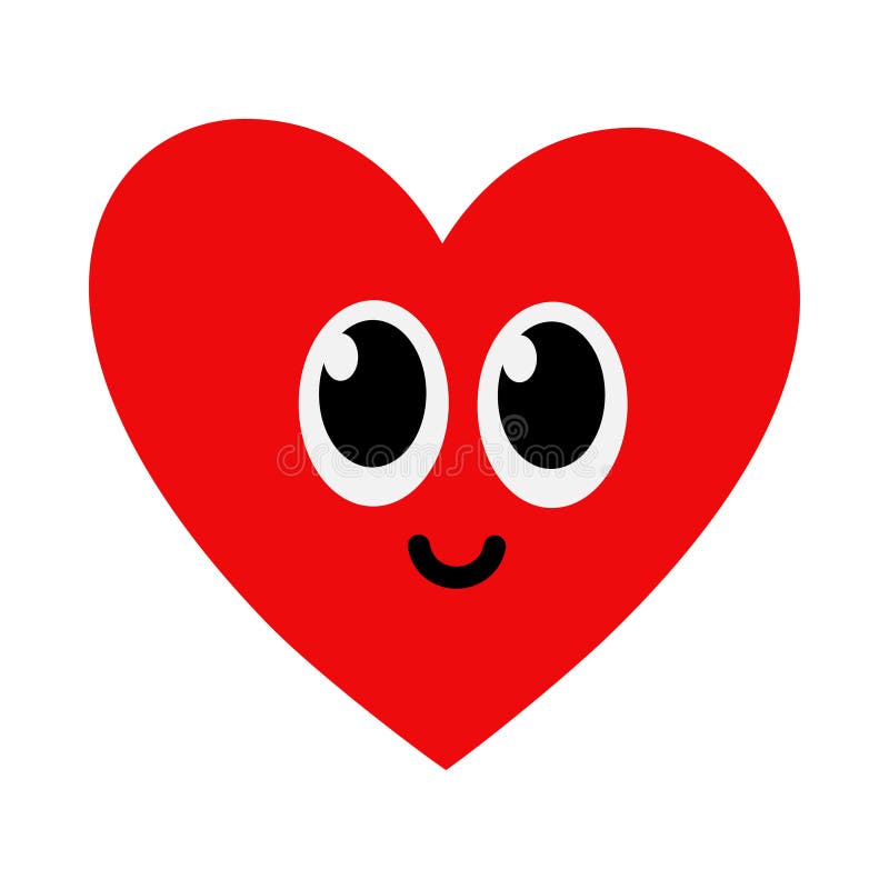 Cute Heart Cartoon Icon. Heart Character with Different Emotions ...