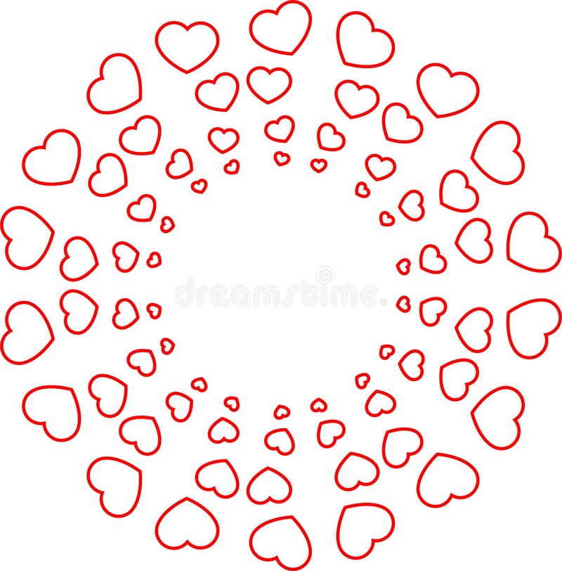 Cute heart circle frame stock vector. Illustration of heartshaped ...