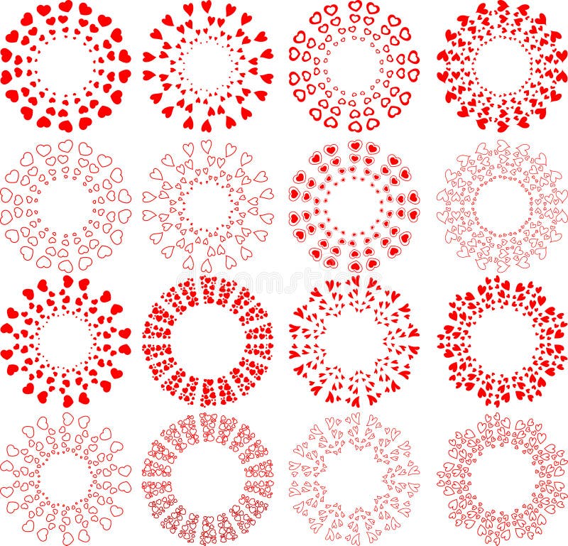 Cute Heart Circle Frame Set Stock Vector - Illustration of romance ...