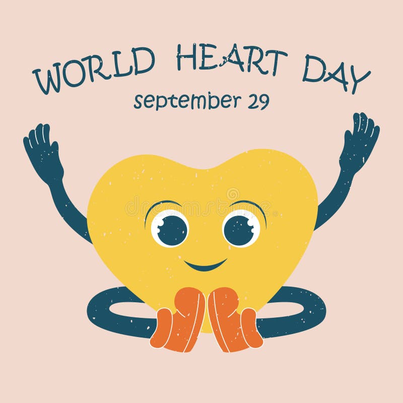 Cute Heart with Eyes, World Heart Day Sign Stock Vector - Illustration ...